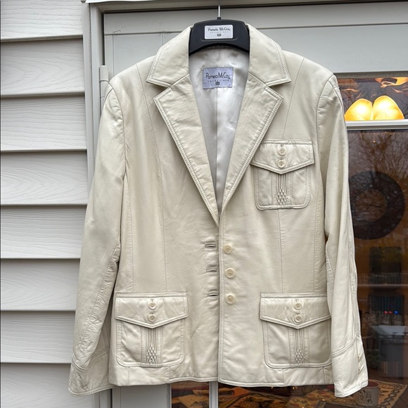 Pamela McCoy | Jackets & Coats | Genuine Leather Cream Colored Jacket ...